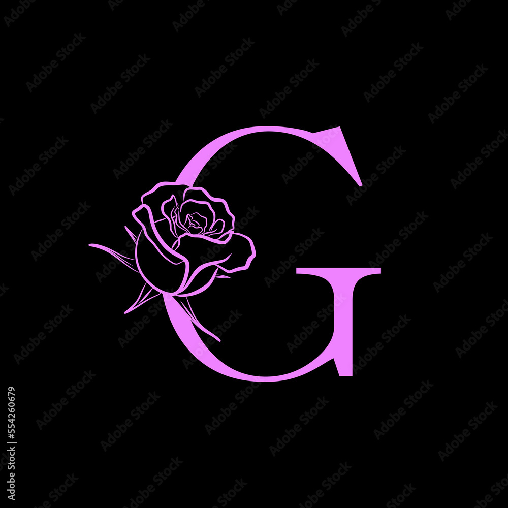 Letter G logo with Rose Flower for beauty and fashion logo. Rose flower ...