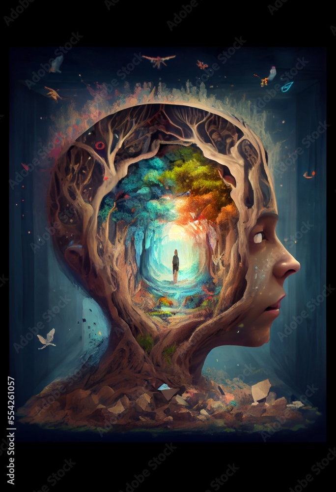 Generative AI abstract render of a mockup human head Stock Illustration ...