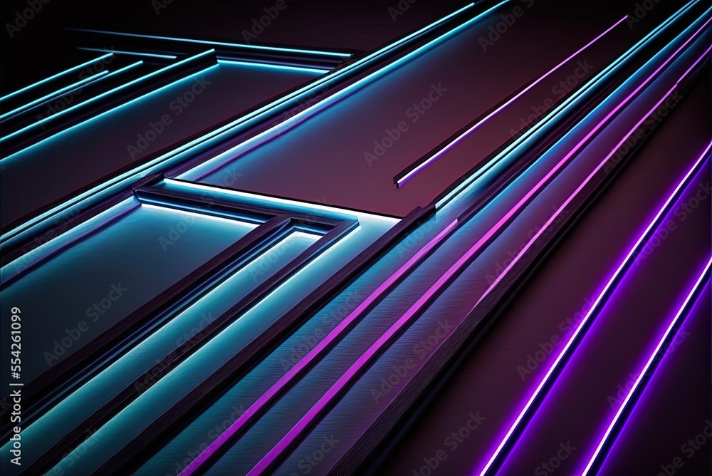 Perspective neon light lines in blue and purple for a fashionable look ...