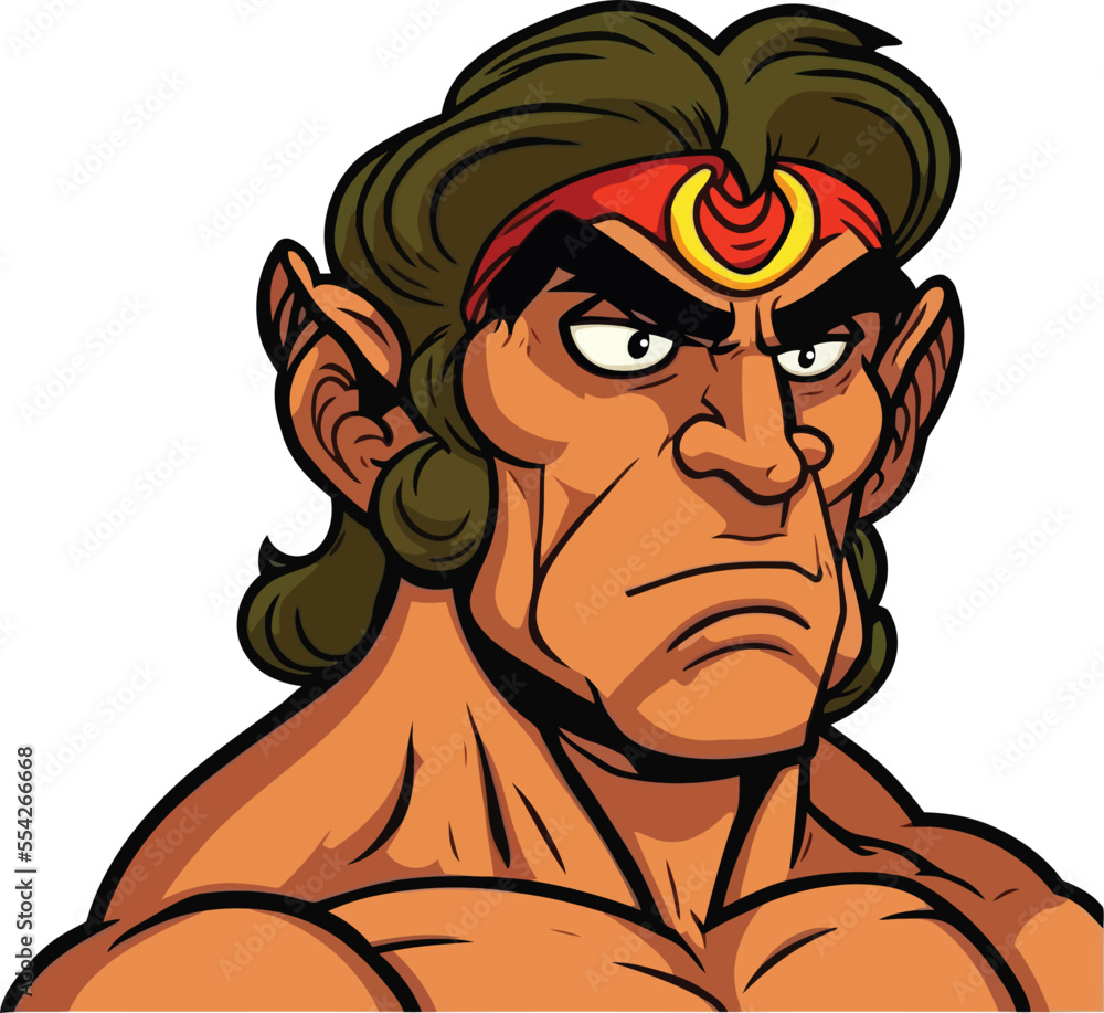 Hanuman Face Close Up Portrait illustration 03 Ramayana, Hanuman ...