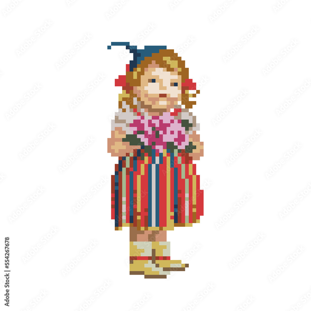 Pixel art - doll Stock Photo | Adobe Stock