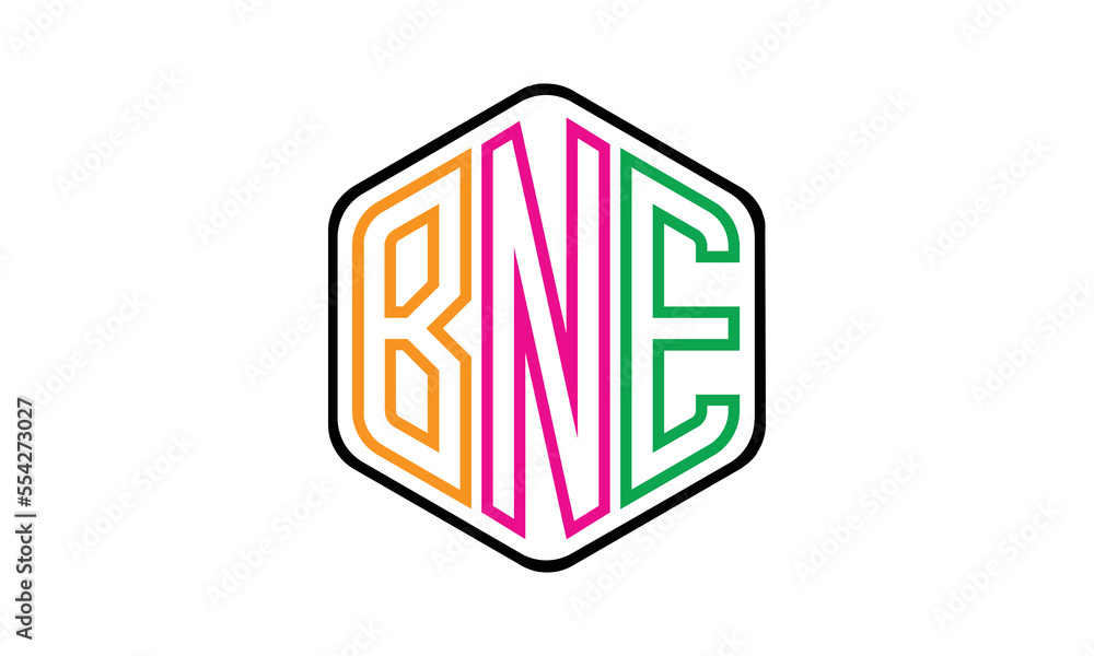 BNE three-letter polygon iconic logo design vector template, monogram ...
