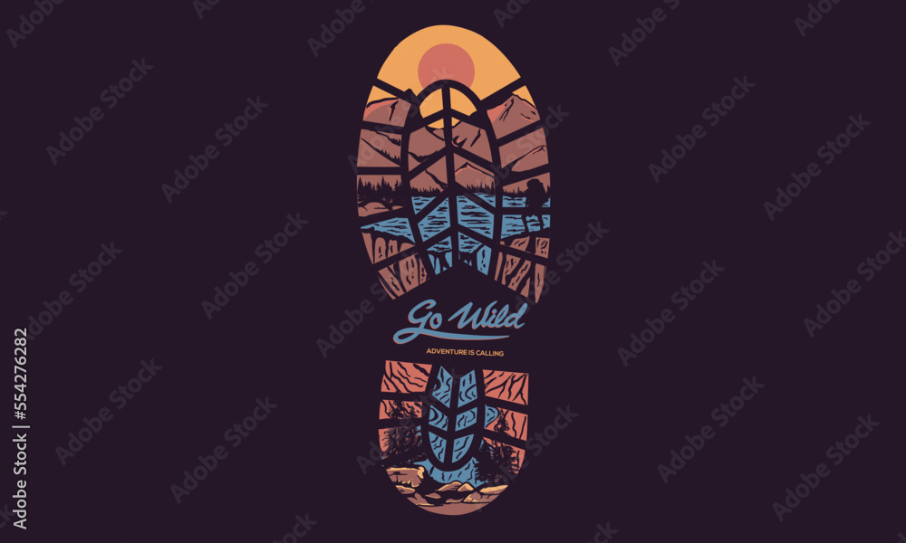 Go wild. Extreme adventure artwork for poster, sticker, background and ...