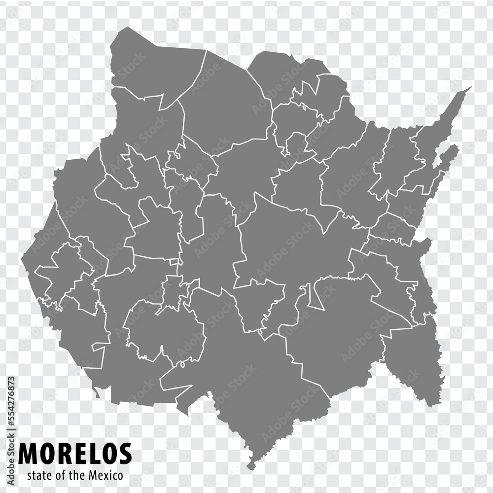 State Morelos of Mexico map on transparent background. Blank map of ...