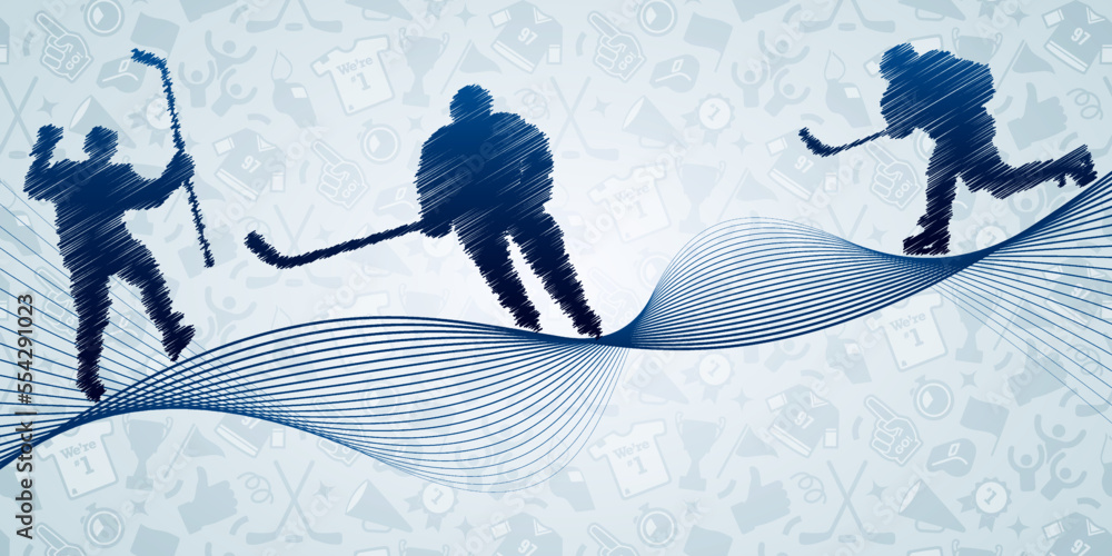Ice hockey abstract lines with wave design. Creative sport concept. Art ...