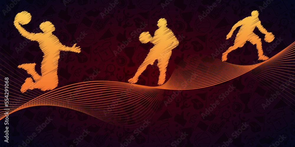 Basketball abstract lines with wave design. Creative sport concept. Art ...