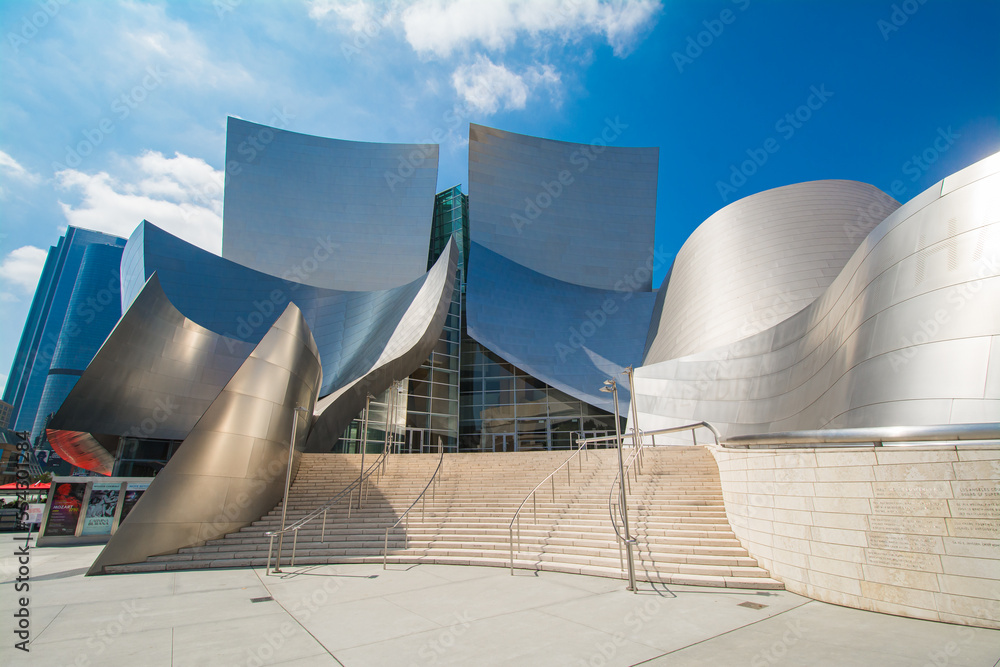 Exterior of Walt Disney Concert Hall in downtown LA. The iconic ...