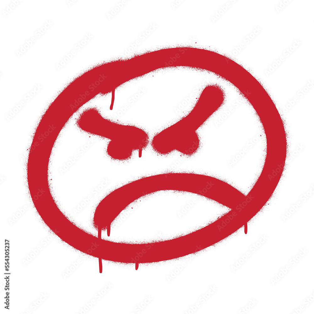 Spray graffiti angry face emoji over white. Stock Vector | Adobe Stock