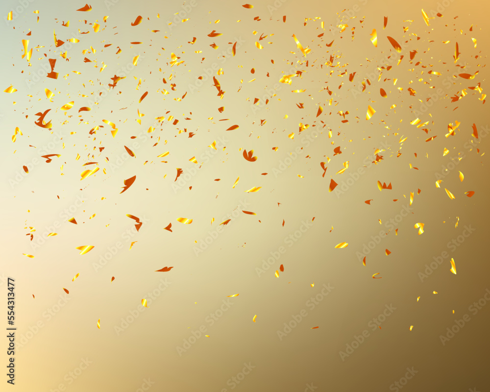 Gold pieces of foil sparkles on a background tones burnt oranges ...