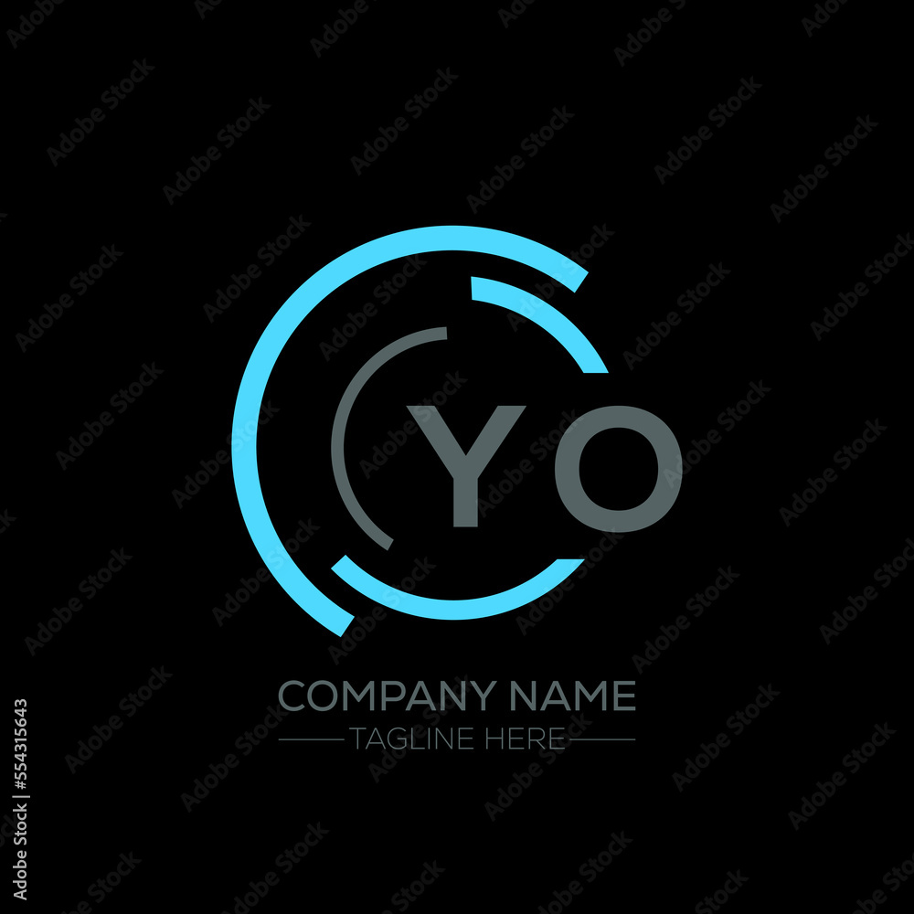 YO logo monogram isolated on circle element design template, YO letter ...