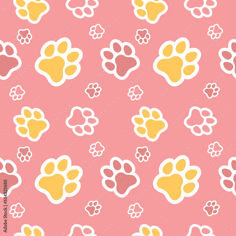 Paw seamless pattern vector doodle abstract animal footprint background ...