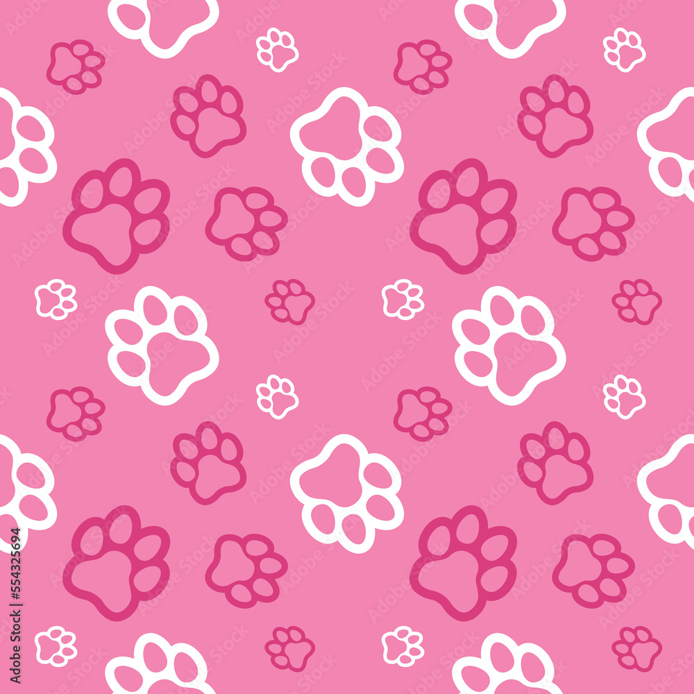 Paw seamless pattern vector doodle abstract animal footprint background ...