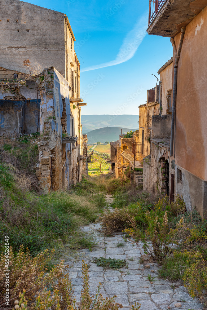 Poggioreale is a ghost town in the west of Sicily. The Belice Valley ...