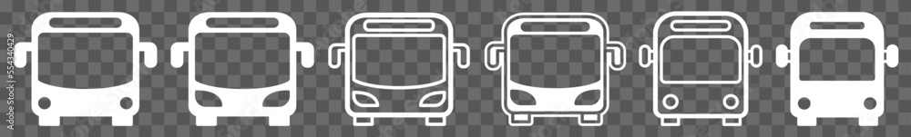 Bus Icon White School Bus Sign Set | Busses Icon Shuttle Vector ...