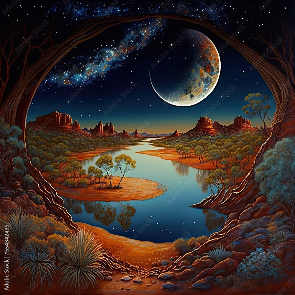 Australian Aboriginal dreamtime creation of Australia by a rainbow ...