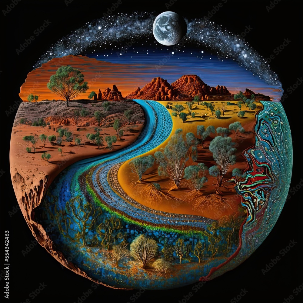 Australian Aboriginal dreamtime creation of Australia by a rainbow ...