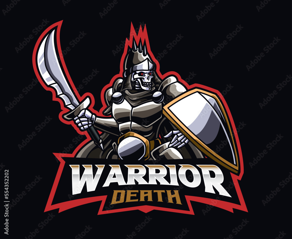Skeleton warrior mascot logo design. Death knight vector illustration ...