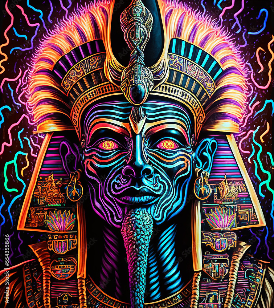 Psychedelic Egyptian God Generative AI Stock Illustration | Adobe Stock