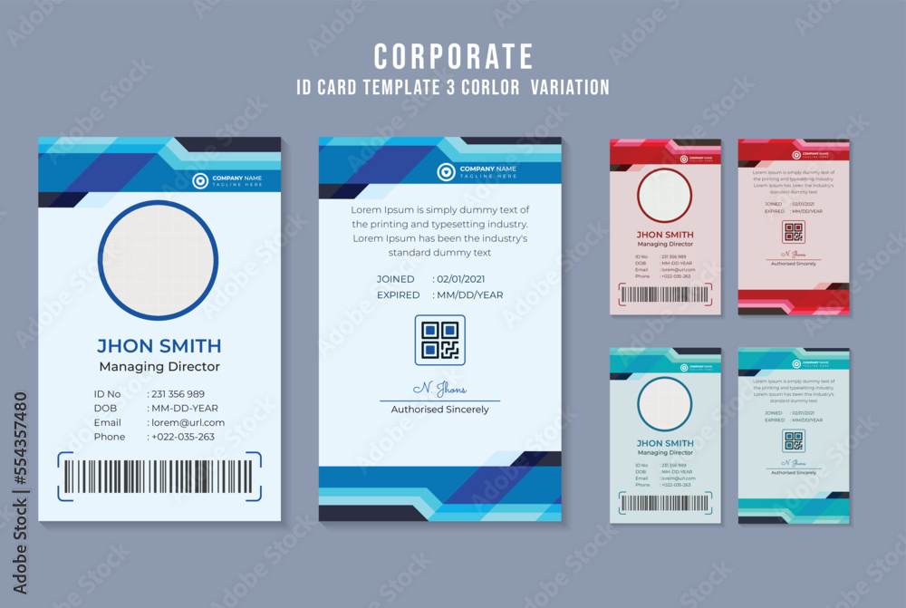 Id card template with clasp and lanyard set isolated vector ...