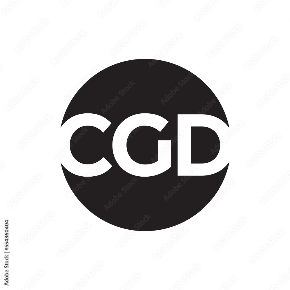 circle negative space CGD logo isolated on white background. Stock ...