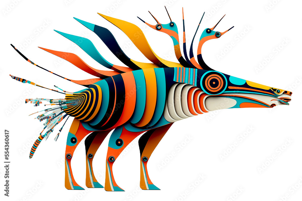 Animorphic beasts, creature, flat 70s retro linear art style, weird and ...