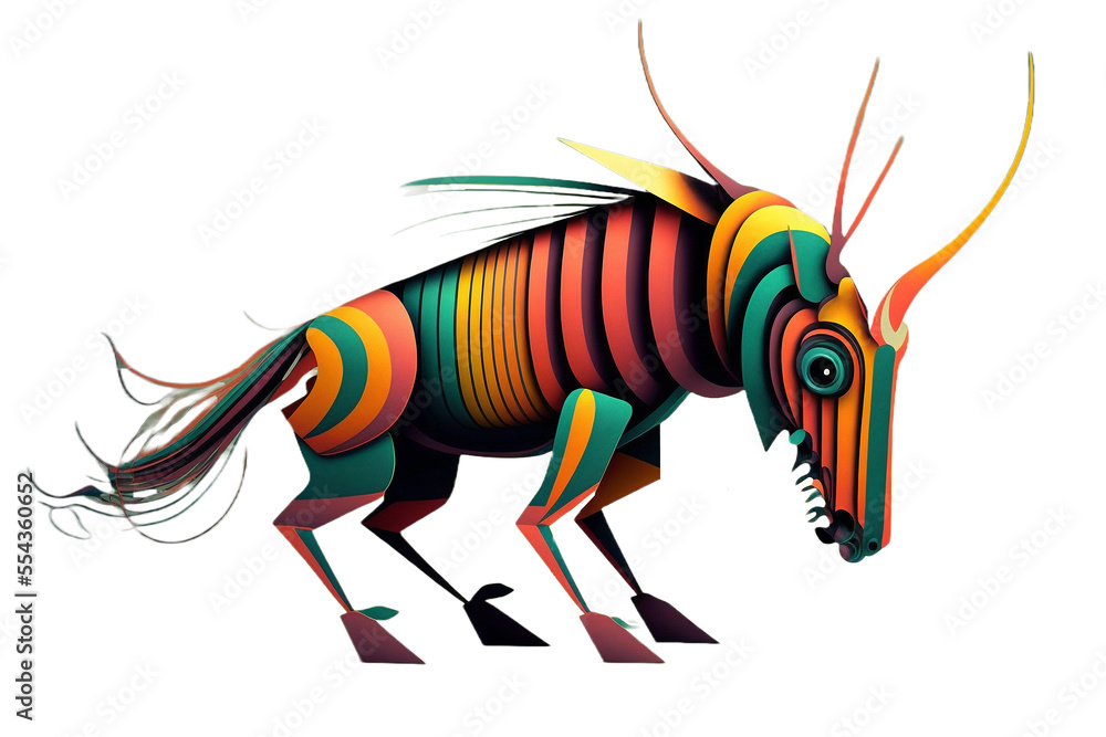 Animorphic beasts, creature, flat 70s retro linear art style, weird and ...