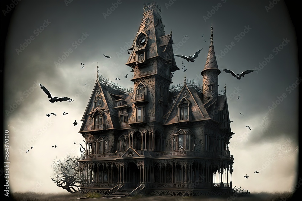 Creepy Gothic House With scary Baroque Details Stock Illustration ...