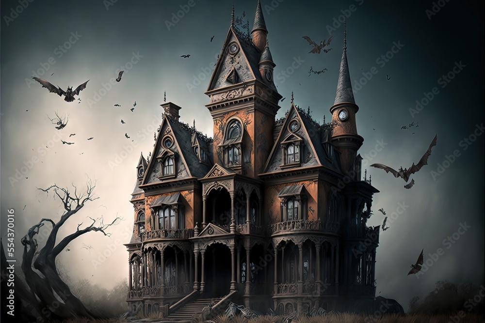 Creepy Gothic House With scary Baroque Details Stock Illustration ...