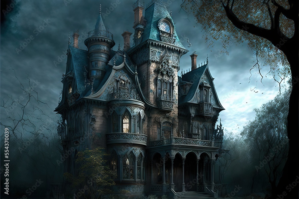 Creepy Gothic House With scary Baroque Details Stock Illustration ...