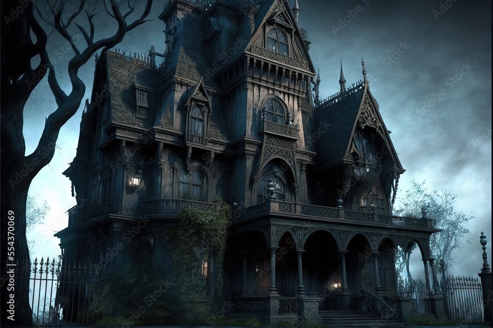 Creepy Gothic House With scary Baroque Details Stock Illustration ...