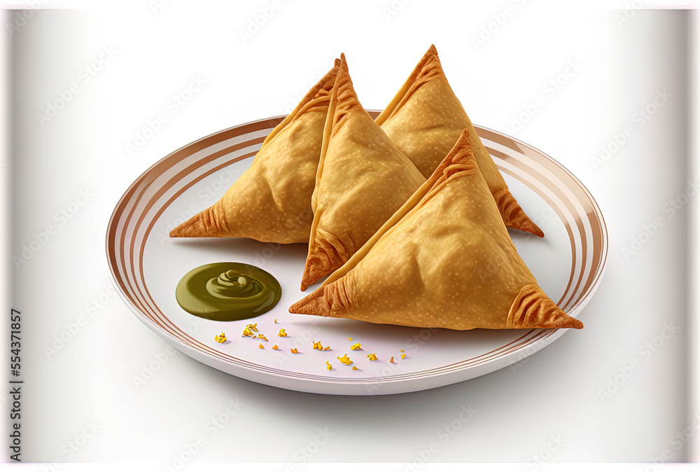 Potato Samosa Snacks Isolated on White Background. Pakistani Iftar food ...