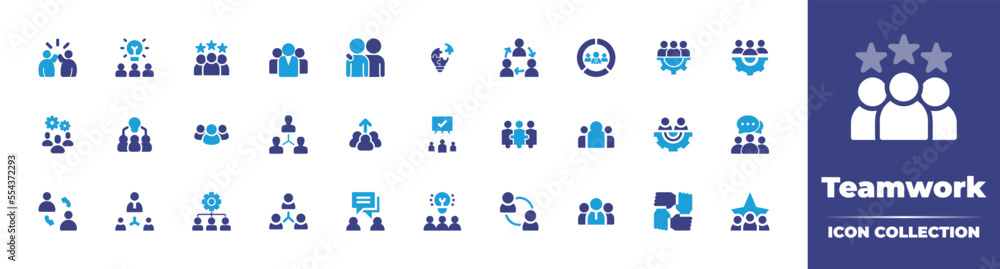 Teamwork icon collection. Duotone color. Vector illustration ...