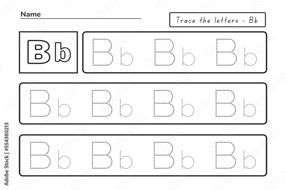 Trace letters b. uppercase and lowercase. Alphabet tracing practice ...