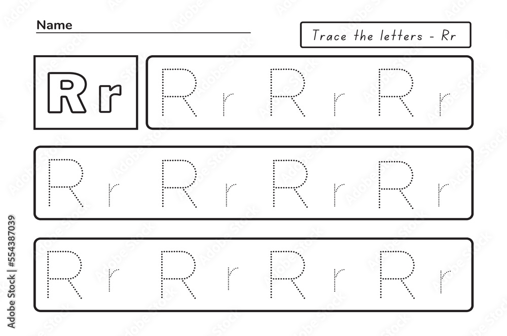 Trace letters r. uppercase and lowercase. Alphabet tracing practice ...