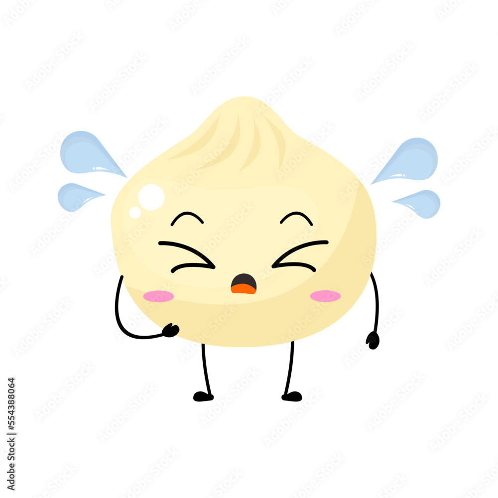 Kawaii cartoon dumpling icon. Character of dumpling. Xiaolongbao. chibi ...