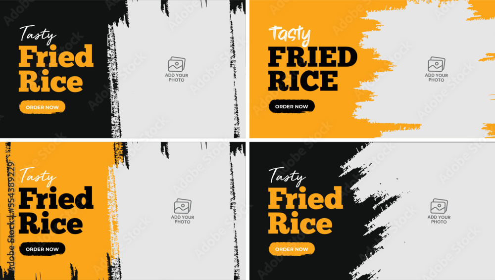 Fried rice video thumbnail template tasty food menu video cover design ...
