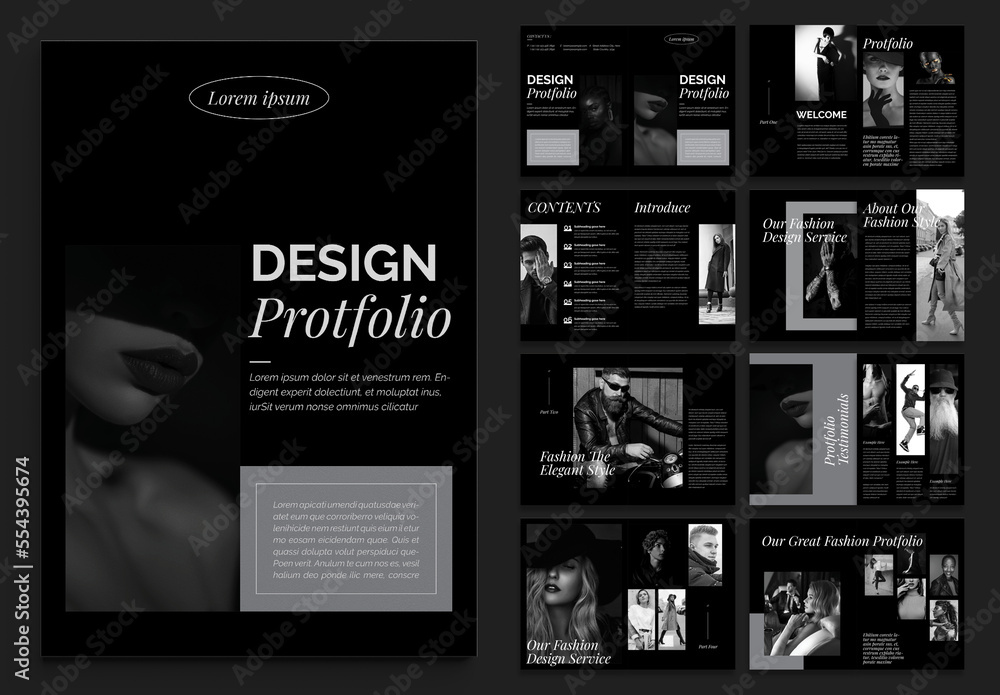 Black Design Portfolio Layout Stock Template | Adobe Stock