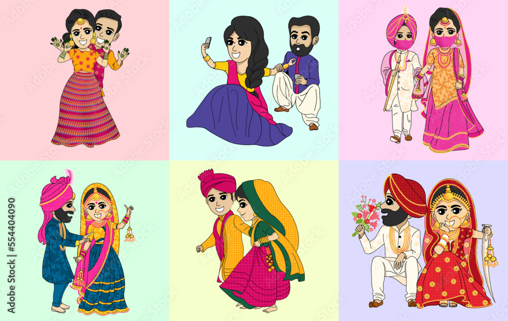 Indian wedding character bundle Stock Vector | Adobe Stock