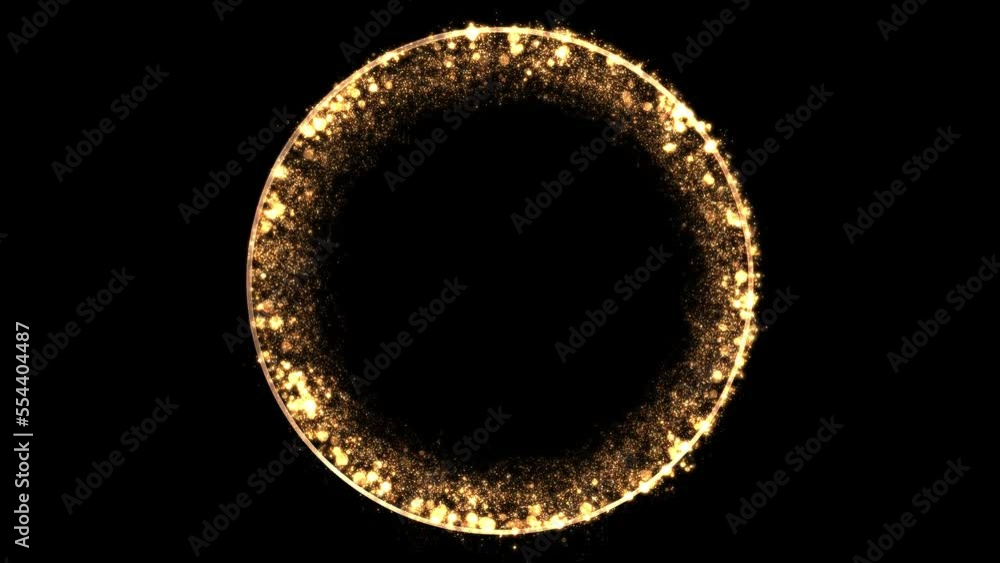 particles loop circle frame Transparent Video. gold ring frame ...