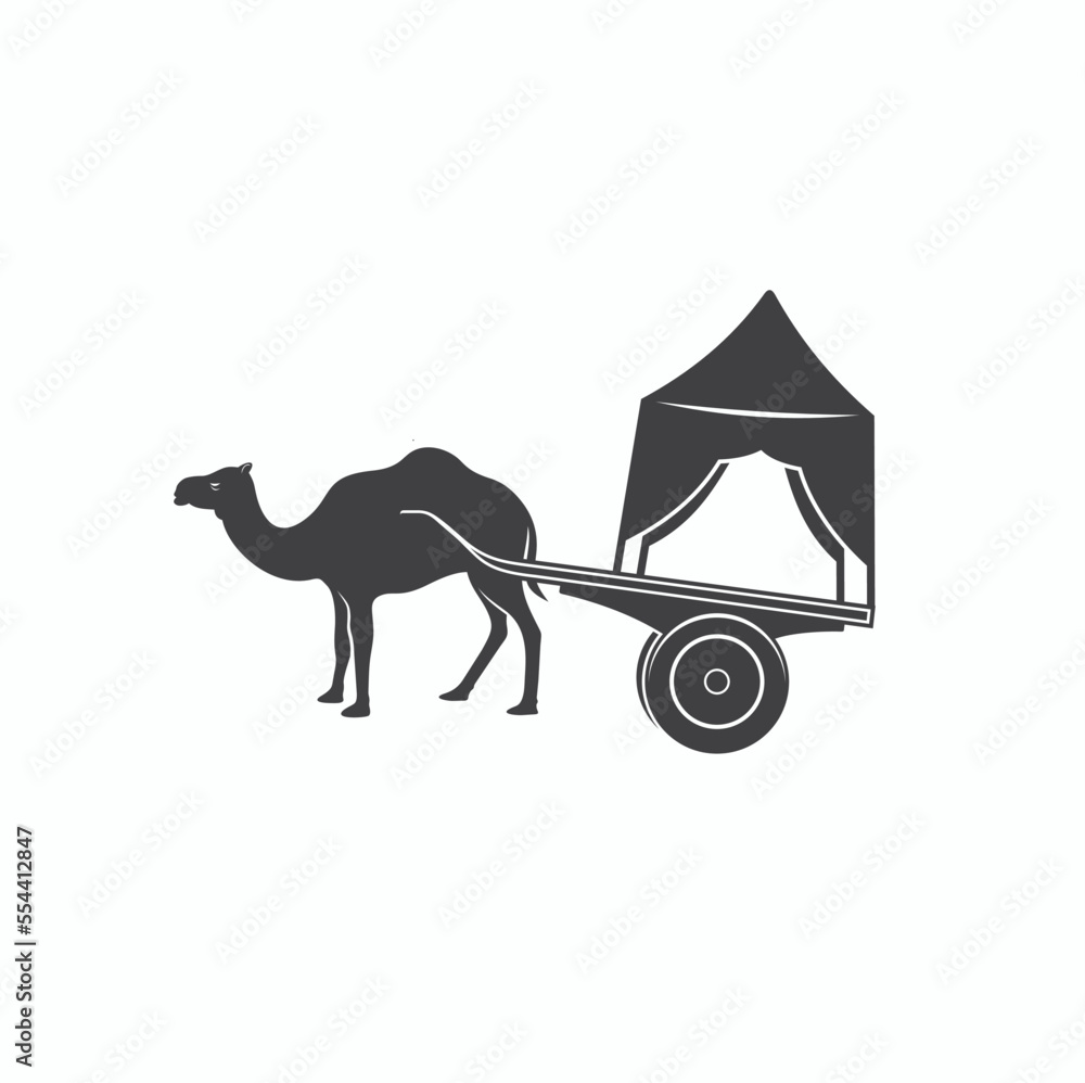 illustration of camel cart, traditional transportation, vector art ...