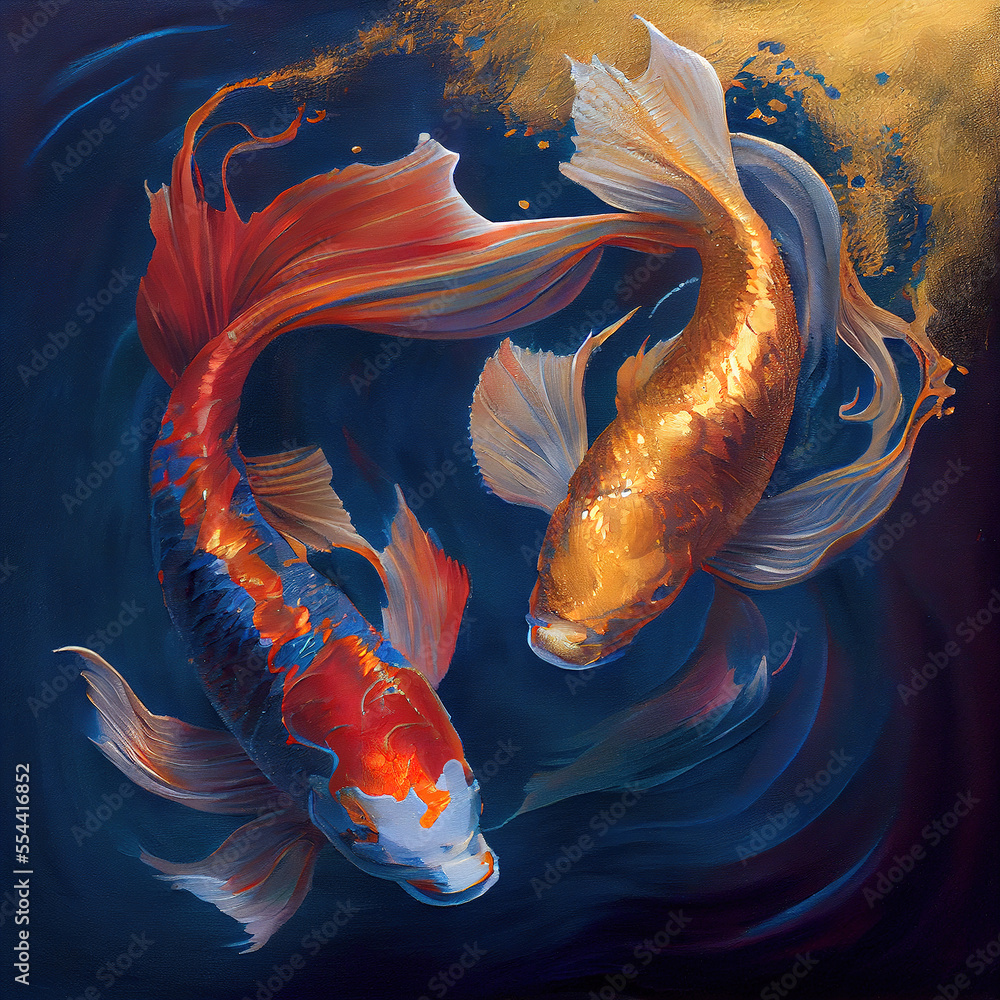Koi Fish Oil Painting