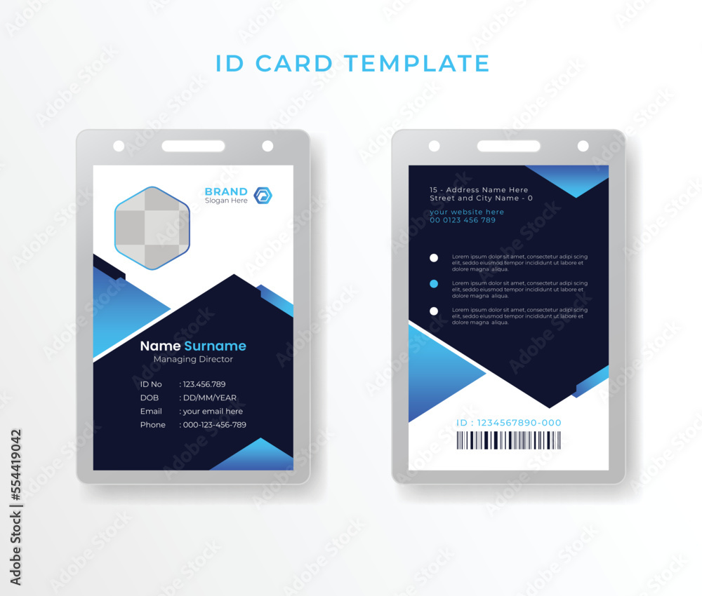 Professional Minimalist corporate employee id card template with photo ...