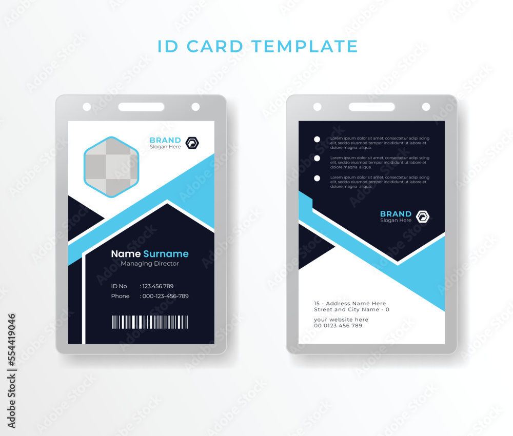 Professional Minimalist corporate employee id card template with photo ...