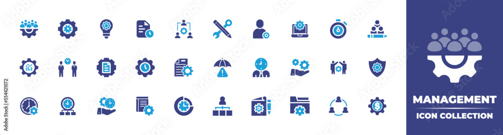 Management icon collection. Duotone color. Vector illustration ...