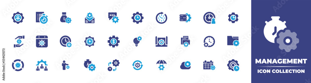 Management icon collection. Duotone color. Vector illustration ...