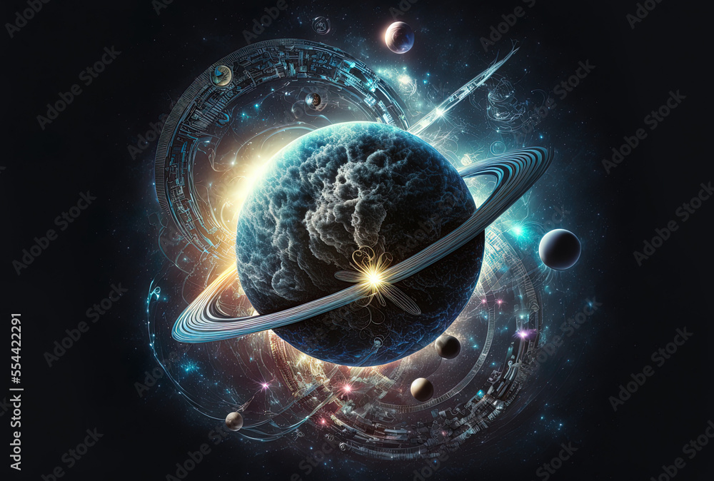 Illustration of a genuine space planet with orbital and rotational ...