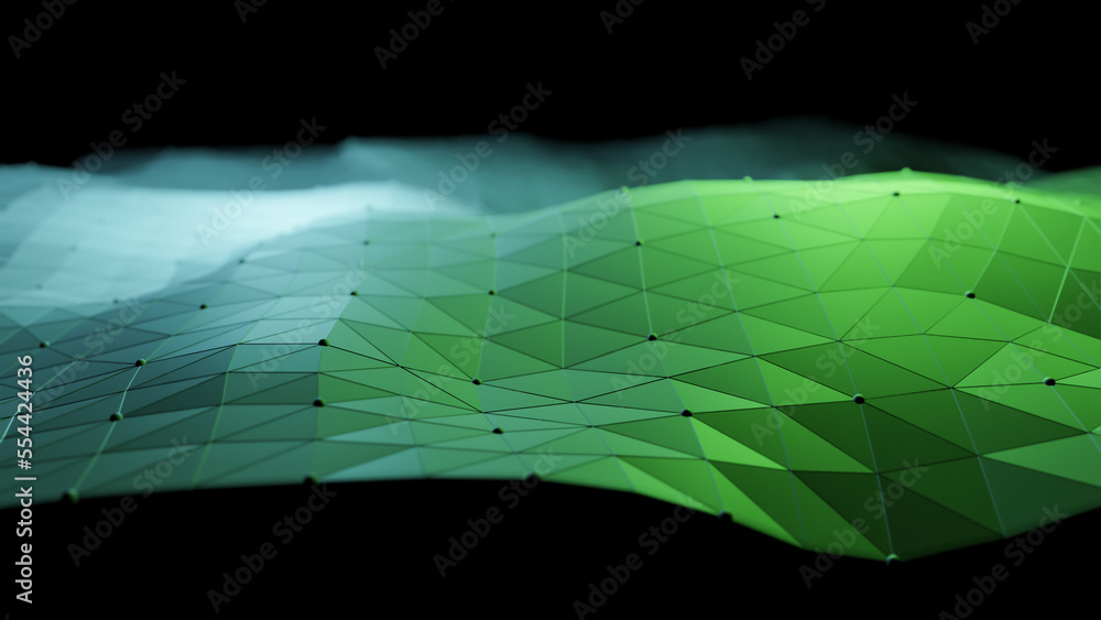 Green and blue polygons background, polygonal abstract wallpaper with ...