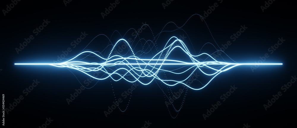 Abstract illustration of blue sound waves, visualization of frequency ...