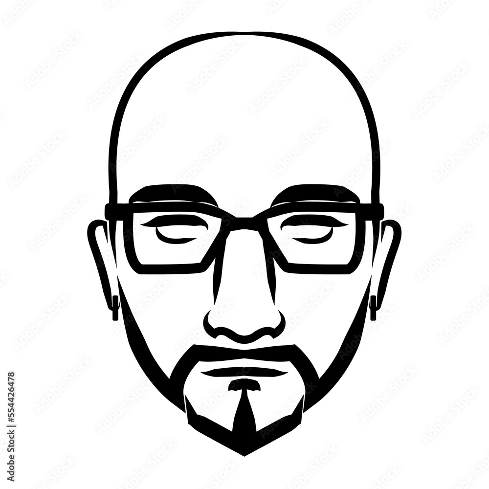 Vetor de line art drawing of vintage male face. Good use for symbol ...