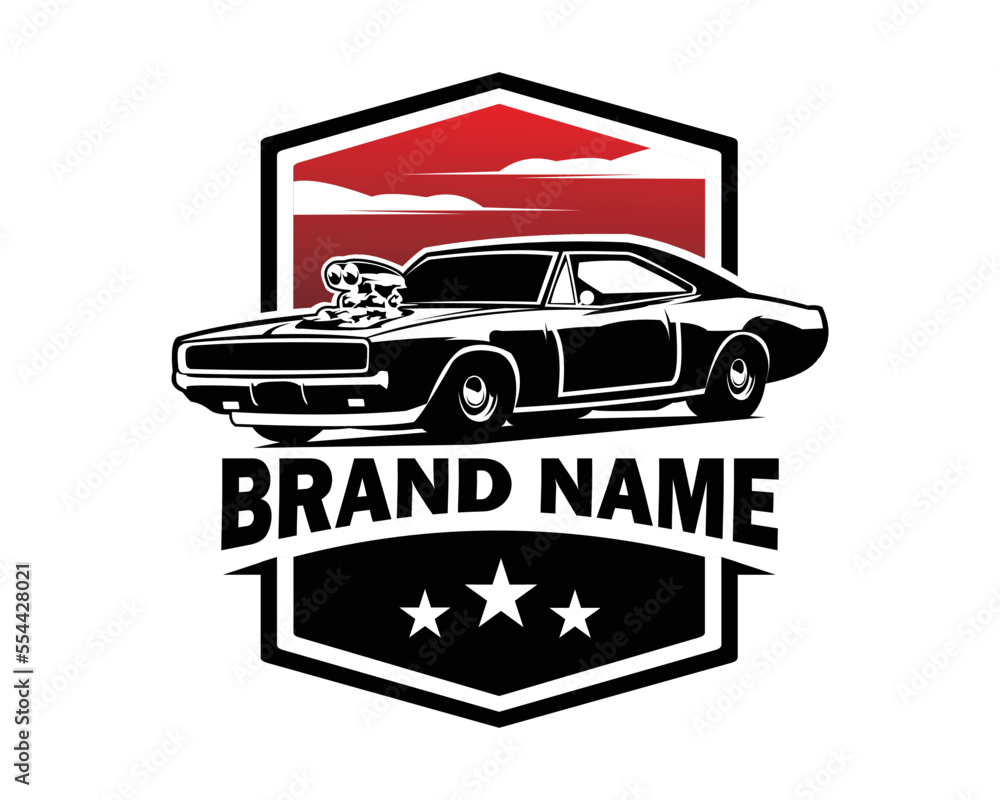 the dodge charger car logo pops up with a stunning view of the red sky ...